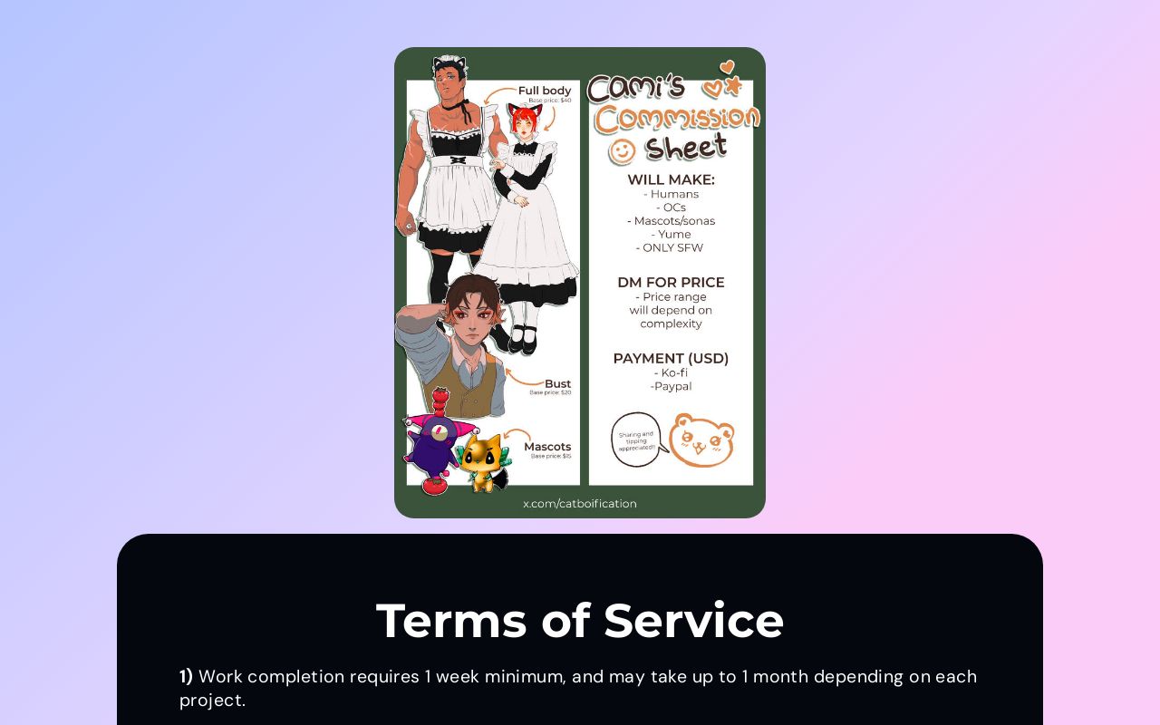 Cami's commission info